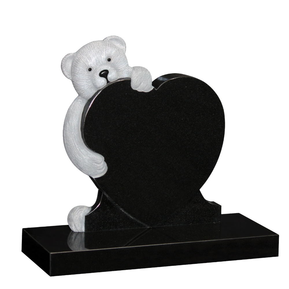 OG-191 - Black Granite Teddy Bear with Heart - Children's Memorial ...