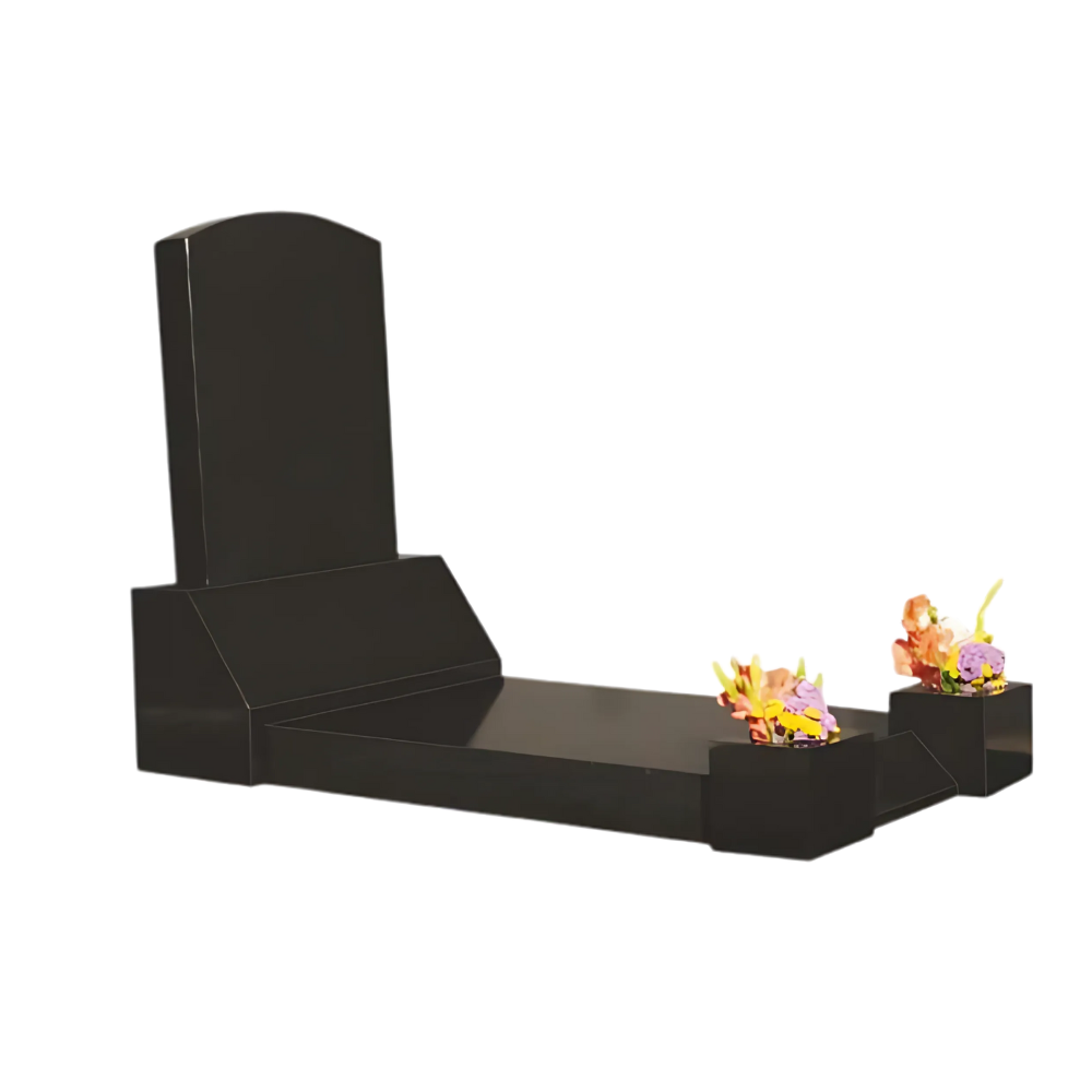 OG-137 – Black Granite Camber Top Headstone with Sloping Face Base for ...